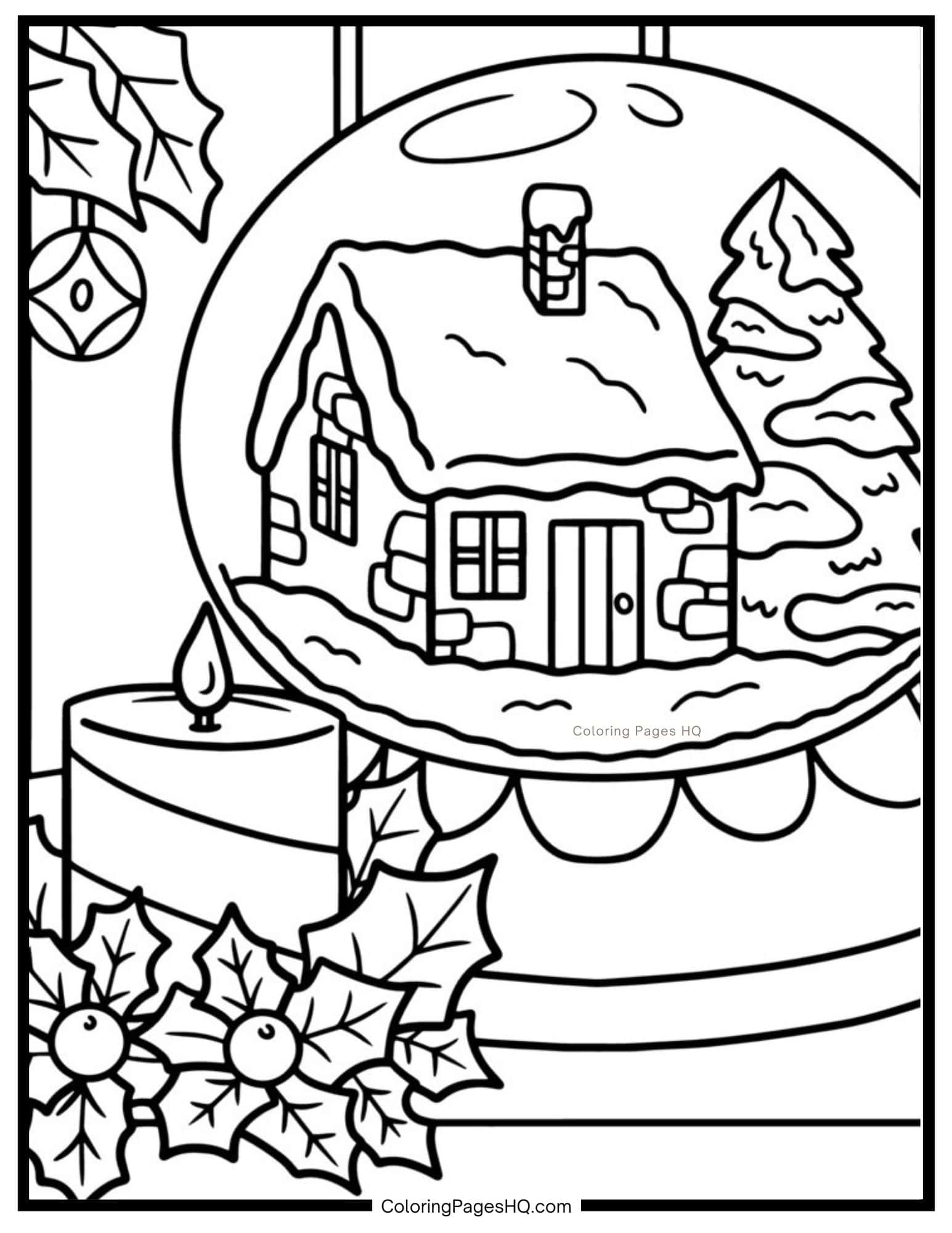 Christmas Snow Globe Coloring Pages (Free PDF Printables) - Coloring ...