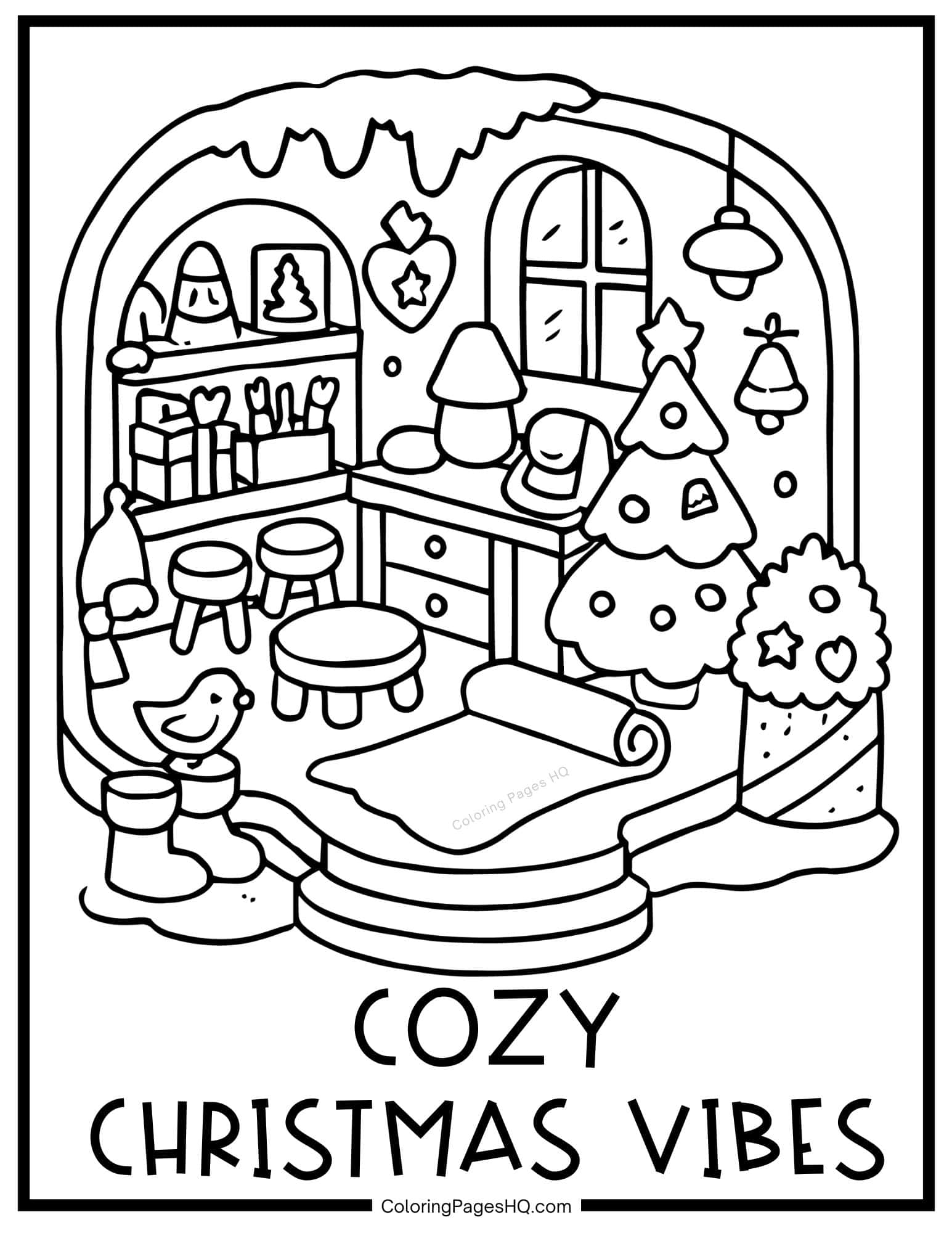 Cozy Christmas Coloring Pages (Free PDF Printables) - Coloring Pages HQ