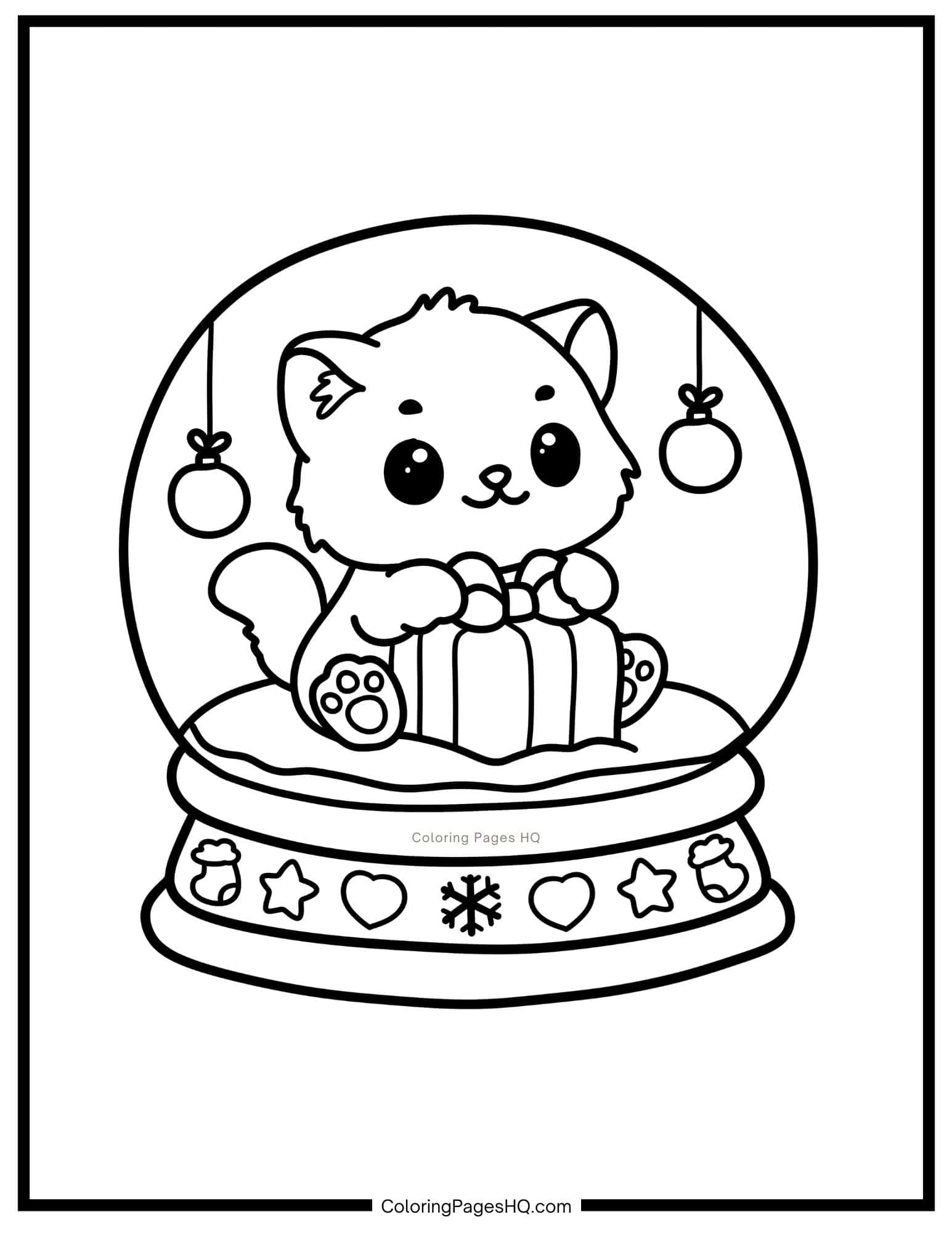 Christmas Snow Globe Coloring Pages (Free PDF Printables) - Coloring ...