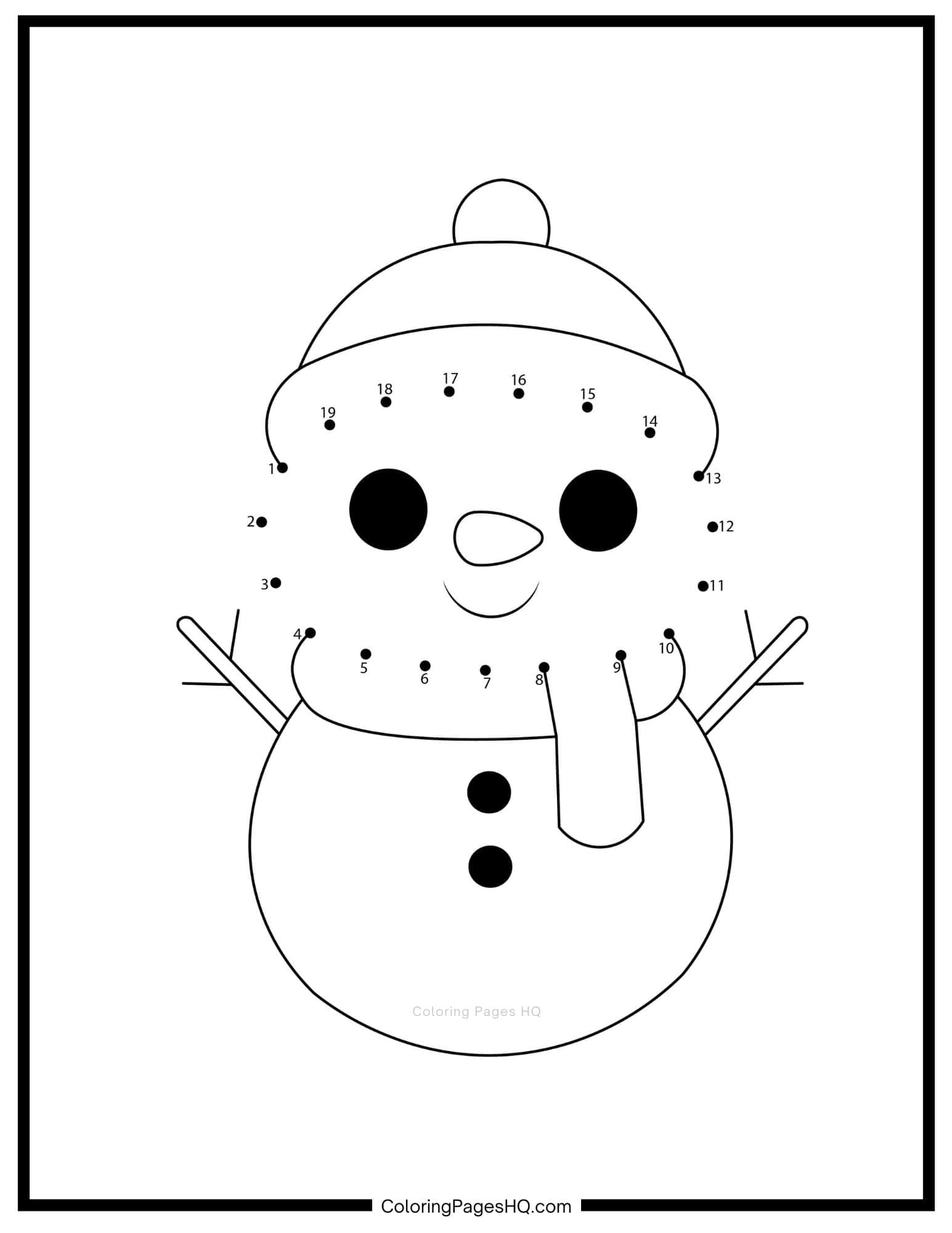 Snowman Connect the Dots Coloring Pages (Free PDF Printables ...