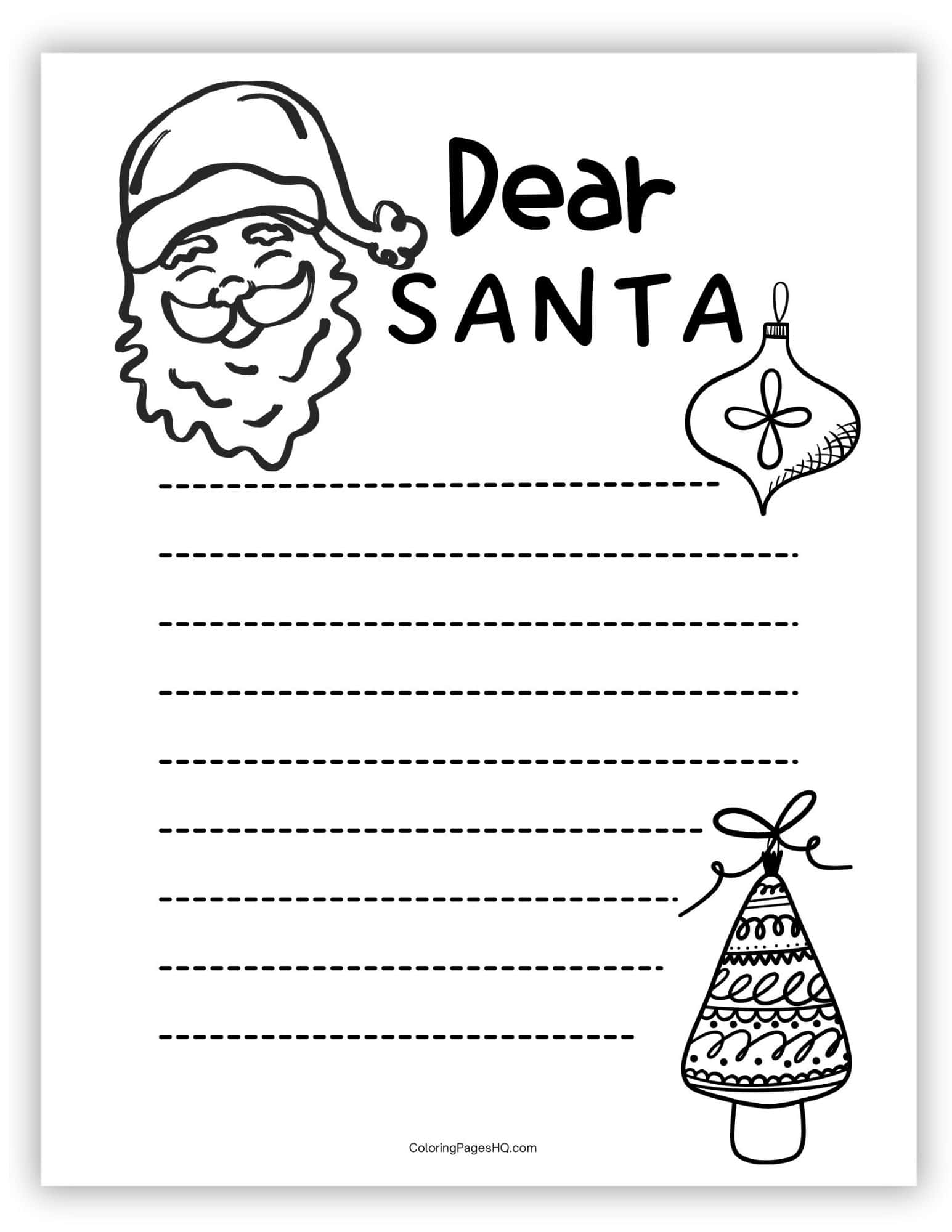 Dear Santa Letter Coloring Pages (Free PDF Printables) - Coloring Pages HQ