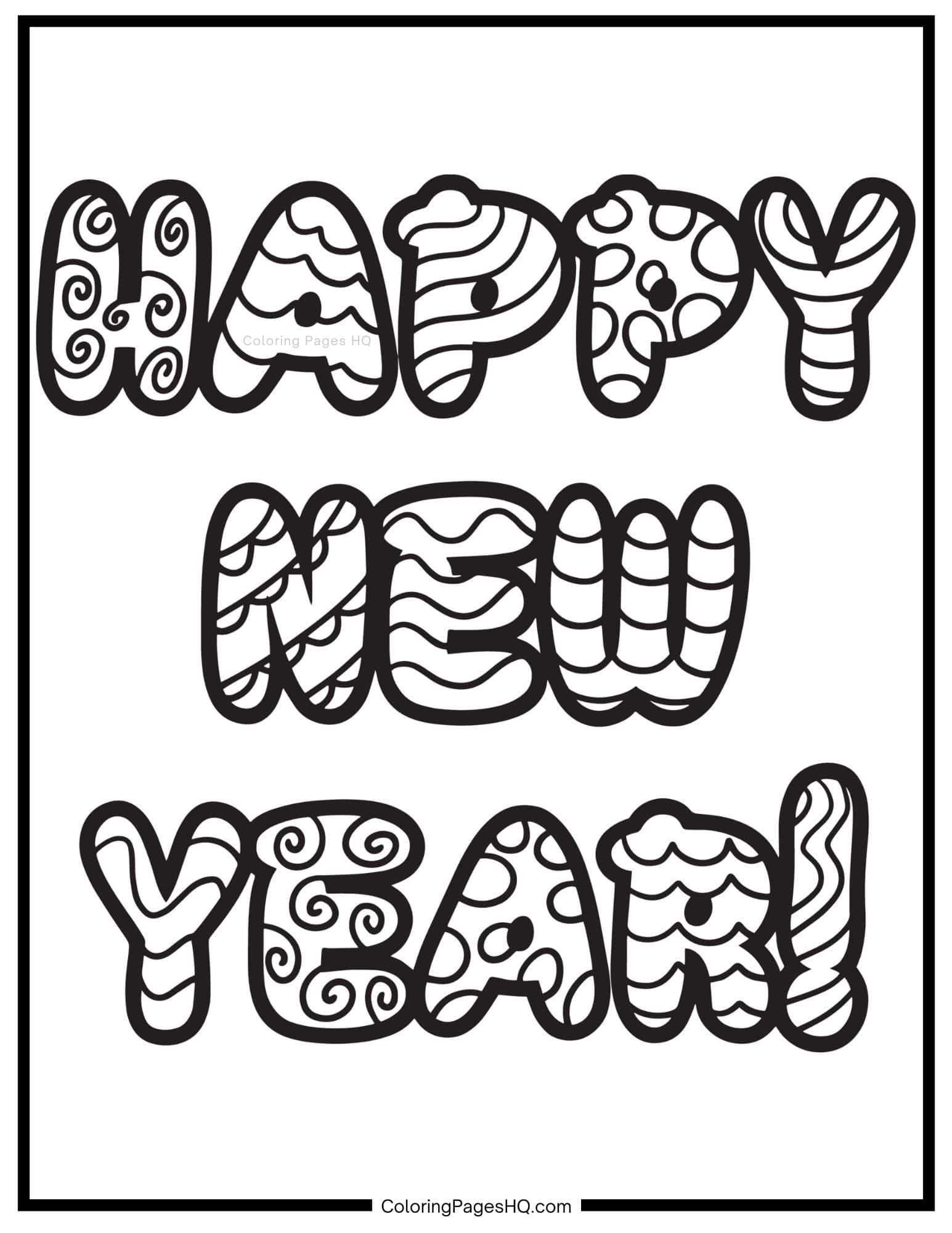 Happy New Year Coloring Pages (Free PDF Printables) - Coloring Pages HQ