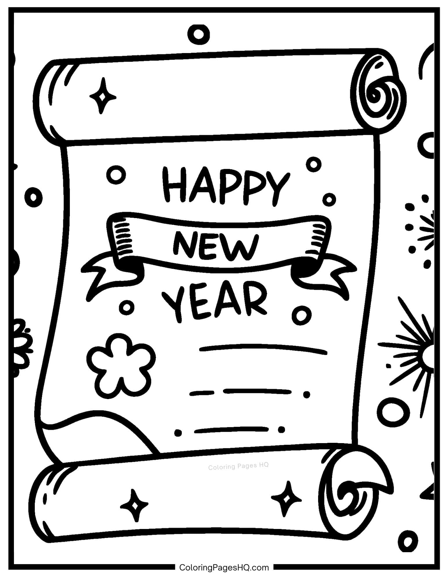Happy New Year Coloring Pages (Free PDF Printables) - Coloring Pages HQ