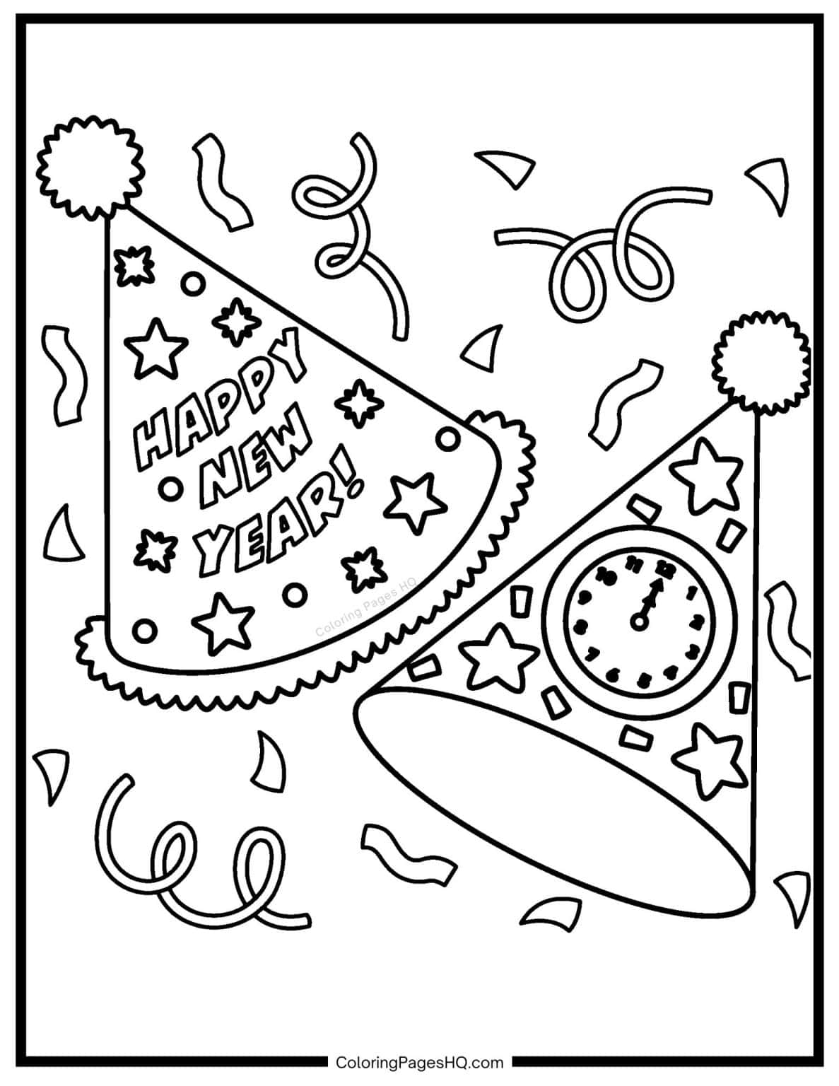 Happy New Year Coloring Pages (Free PDF Printables) - Coloring Pages HQ