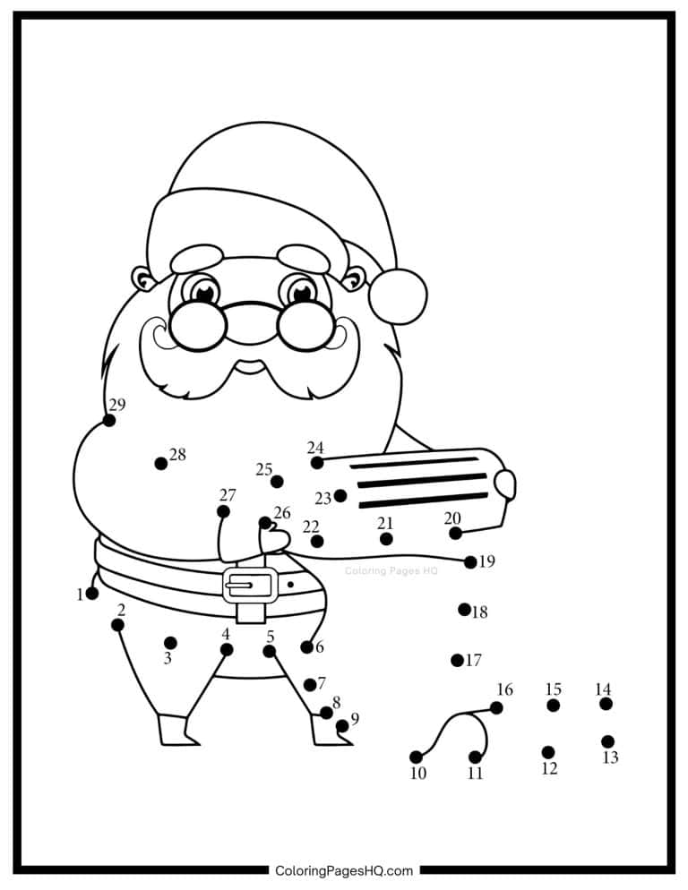 Santa Claus Dot to Dot Coloring Pages (Free PDF Printables) - Coloring ...