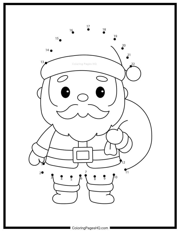Santa Claus Dot to Dot Coloring Pages (Free PDF Printables) - Coloring ...