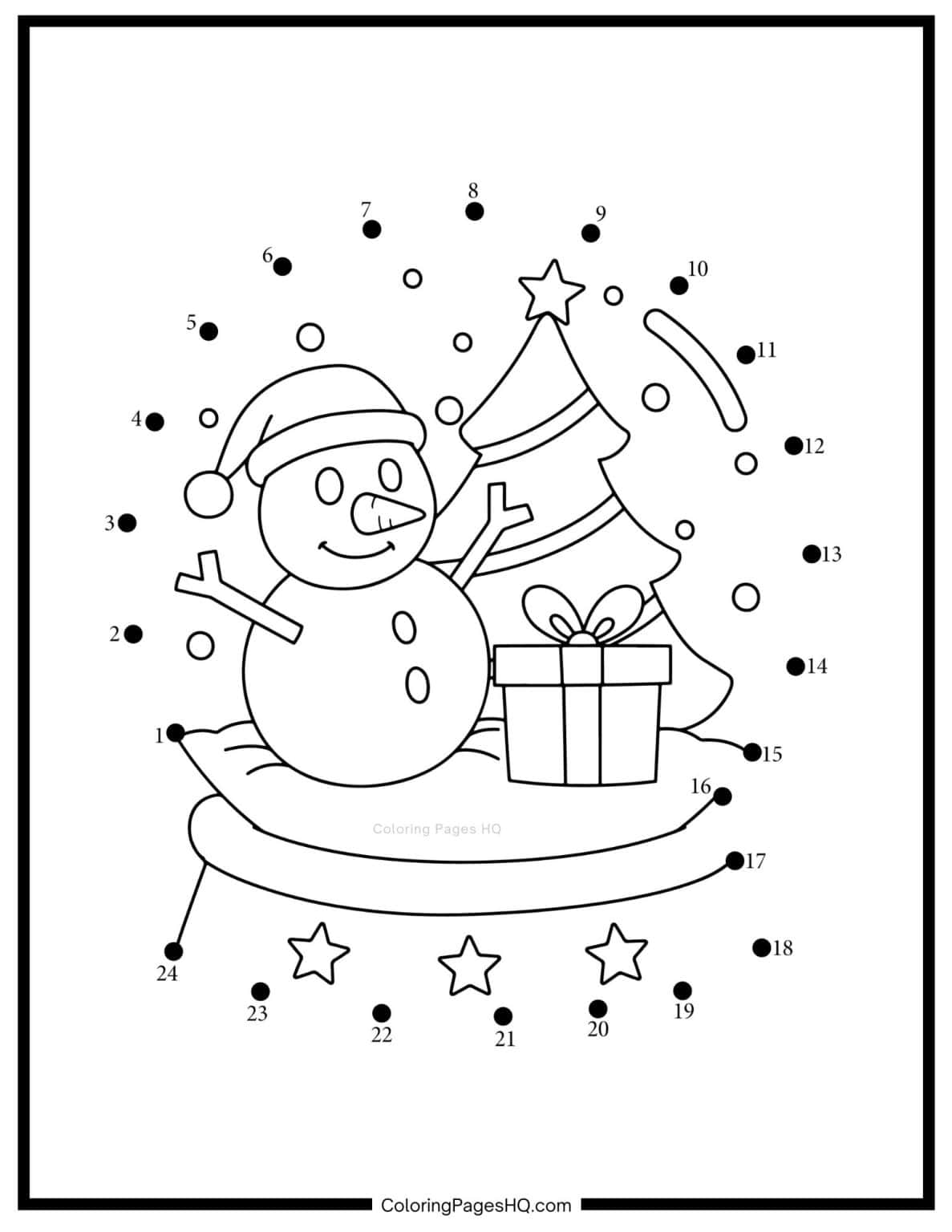 Snowman Connect the Dots Coloring Pages (Free PDF Printables ...