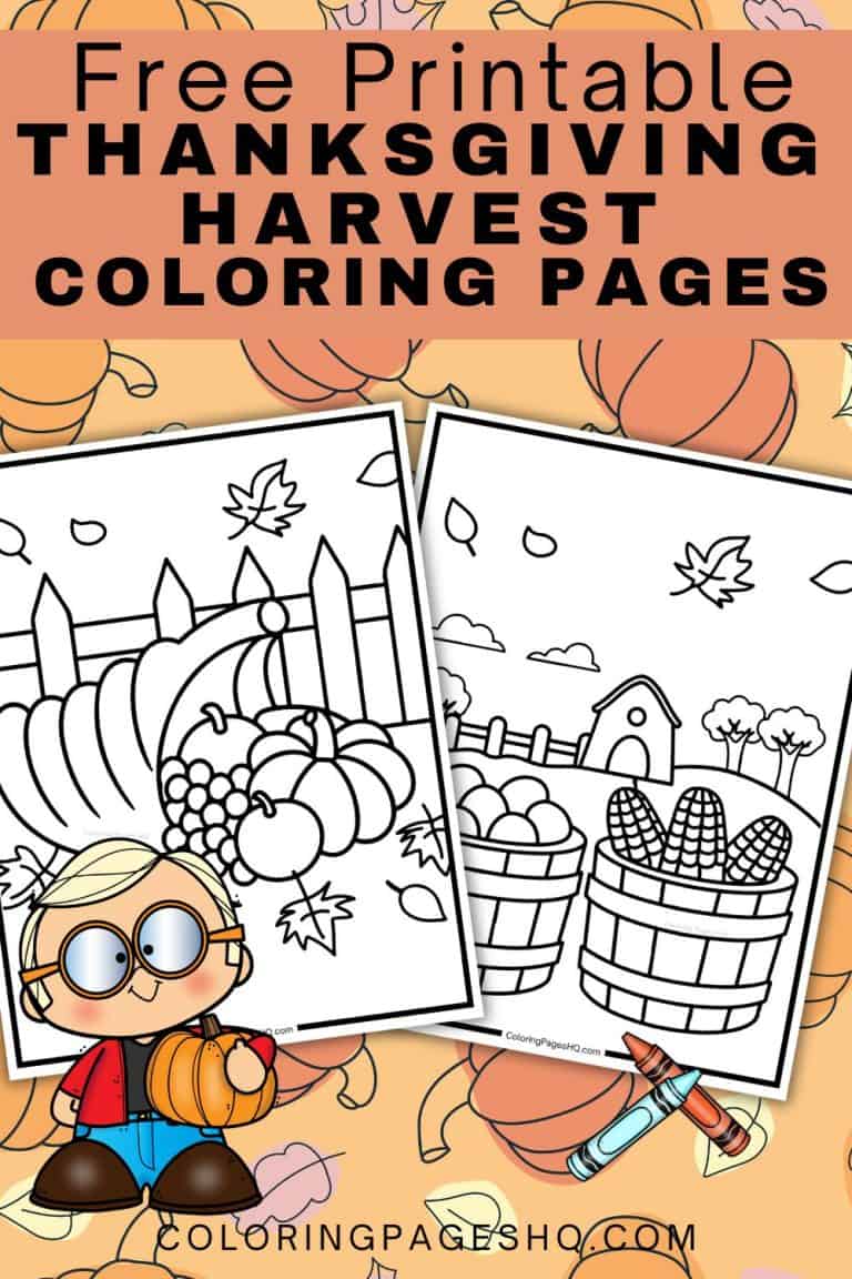 Easy to Color Thanksgiving Harvest Coloring Pages (Free PDF Printables ...