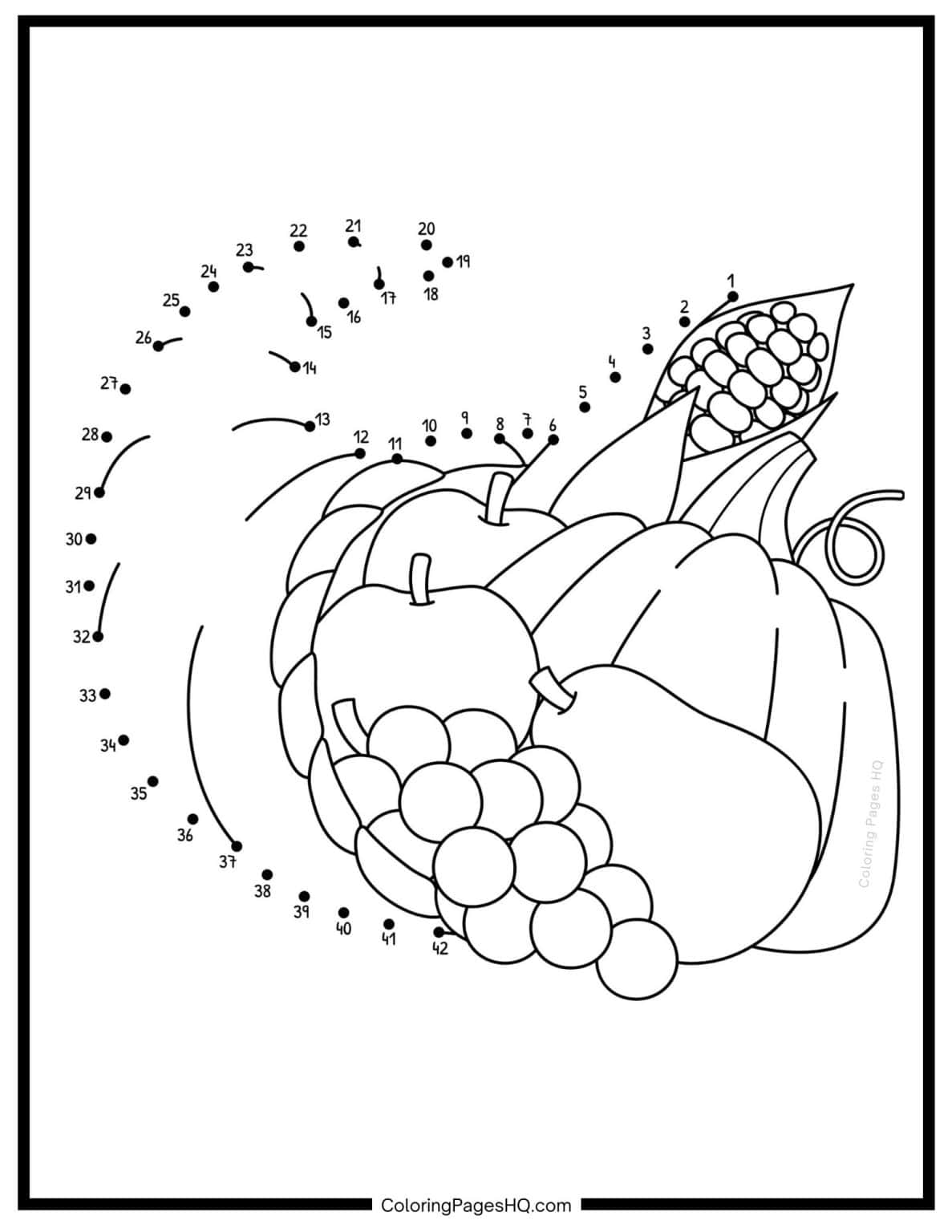 Thanksgiving Connect the Dots Coloring Pages (Free PDF Printables ...