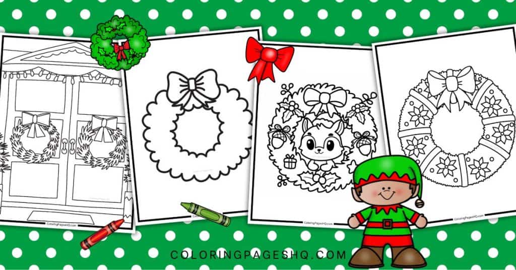 Christmas Wreath Coloring Pages (Free PDF Printables) - Coloring Pages HQ
