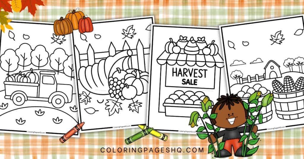 Easy to Color Thanksgiving Harvest Coloring Pages (Free PDF Printables ...