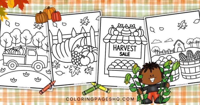 Easy to Color Thanksgiving Harvest Coloring Pages (Free PDF Printables ...