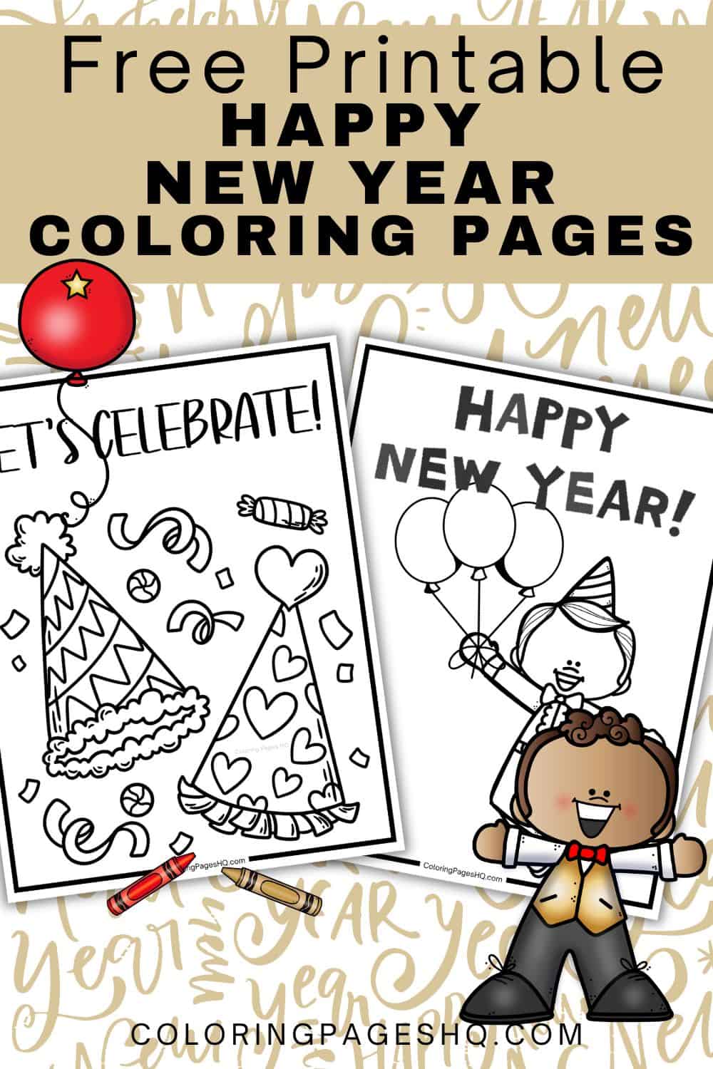Happy New Year Coloring Pages (Free PDF Printables) - Coloring Pages HQ